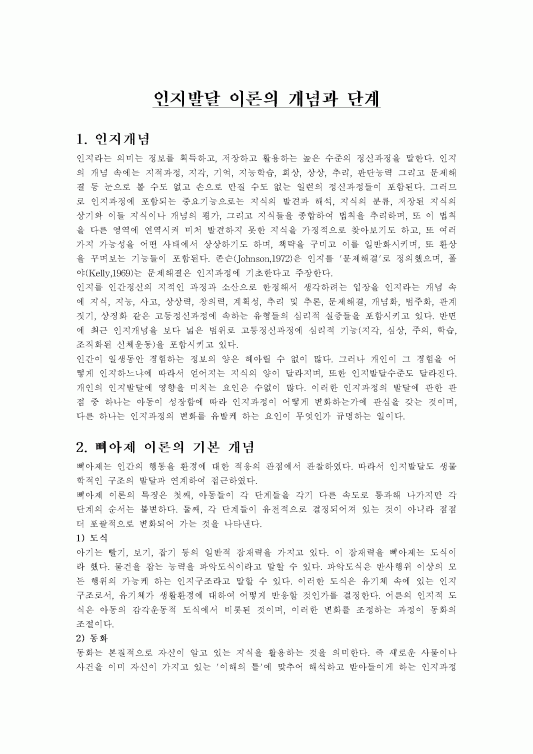인지발달 이론의 개념과 단계
