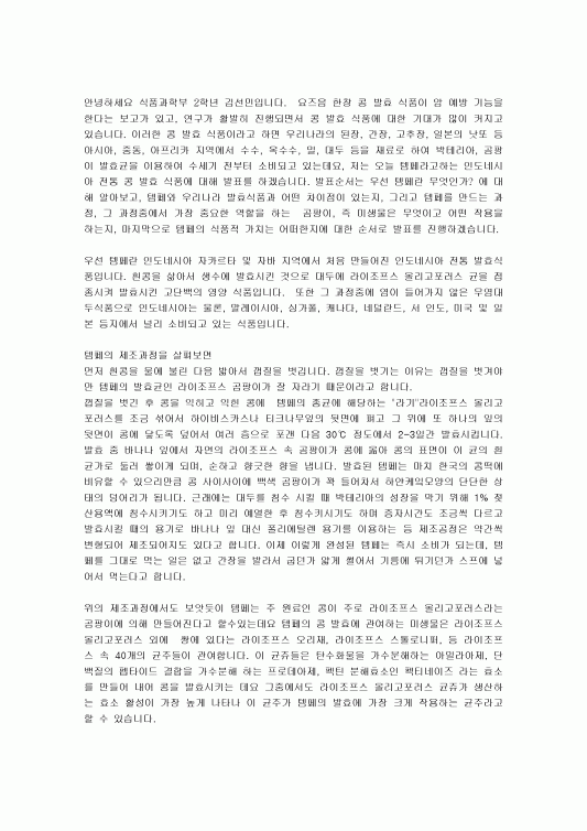 발효식품 조사 템페