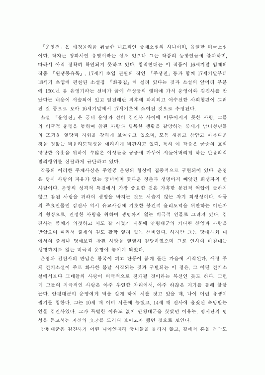 애정윤리 중세 소설 운영전