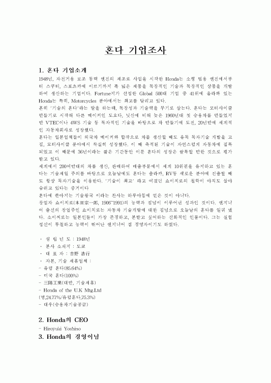 혼다 기업조사
