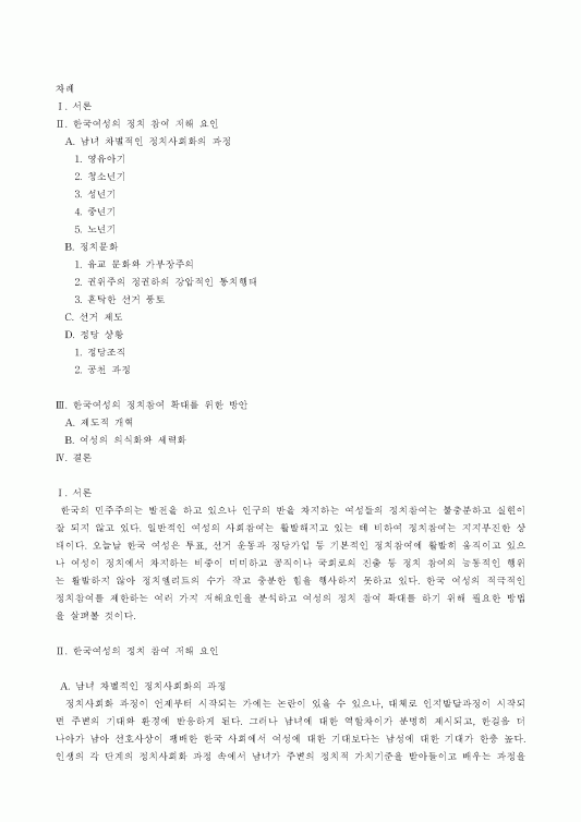 [사회과학] 여성과 정치