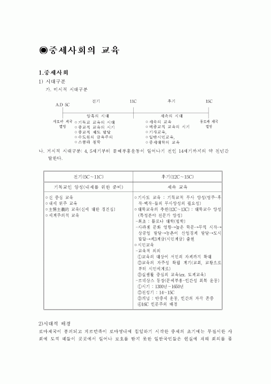 중세사회의 교육