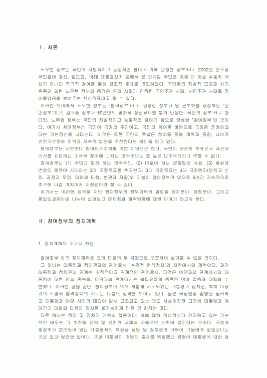 참여정부의 개혁과정과 발전방향