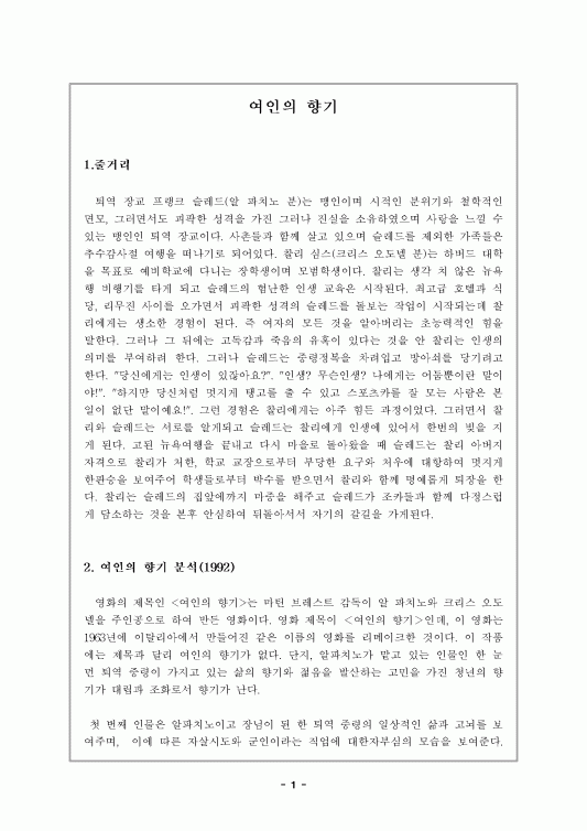 여인의 향기와 비평