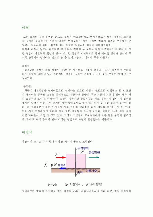 마찰계수 측정 정지마찰 운동마찰 운동 물리이론