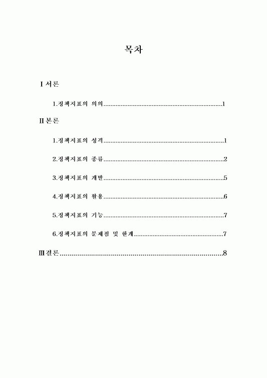정책분석활용지표