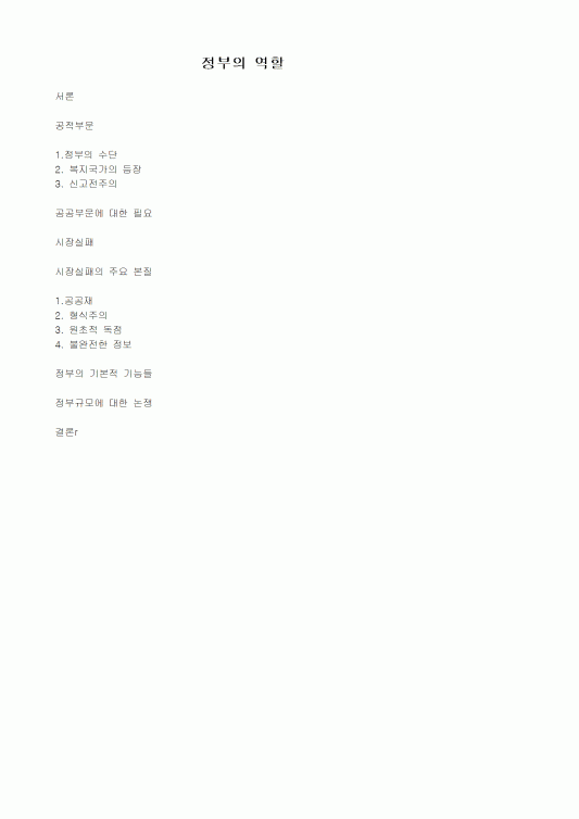 정부의 역할 레포트 자료