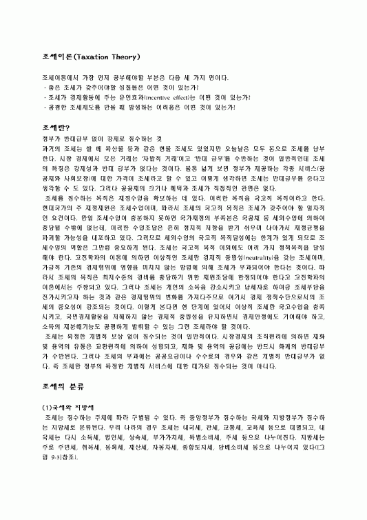 조세이론 레포트 자료