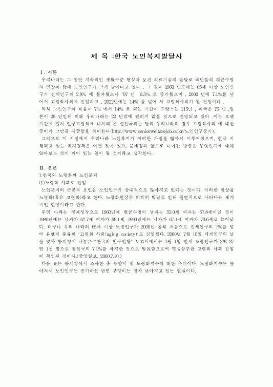 한국 노인복지발달사