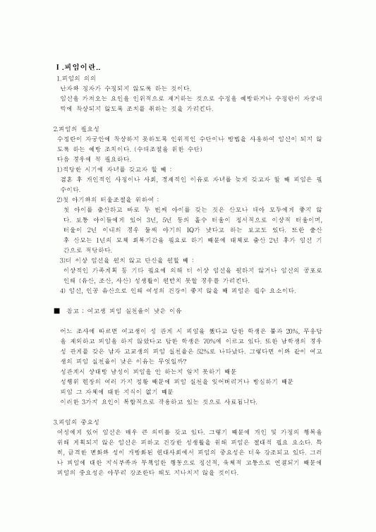 피임이란 레포트 자료