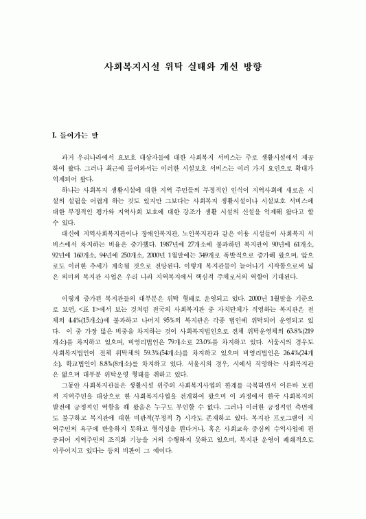 사회복지시설 위탁 실태와 개선 방향