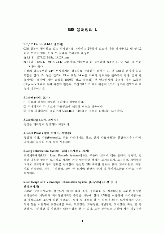 GIS 용어정리 L