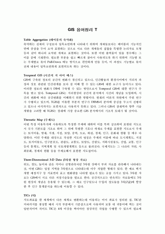 GIS 용어정리 T, U