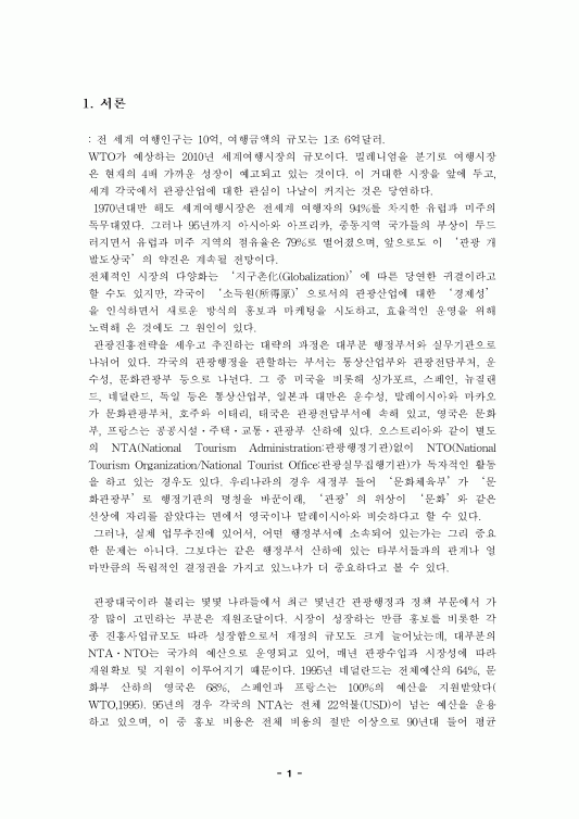관광산업에있어공공부문역할