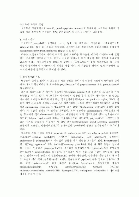 호르몬의 화학적성질과 특징과 그 이해