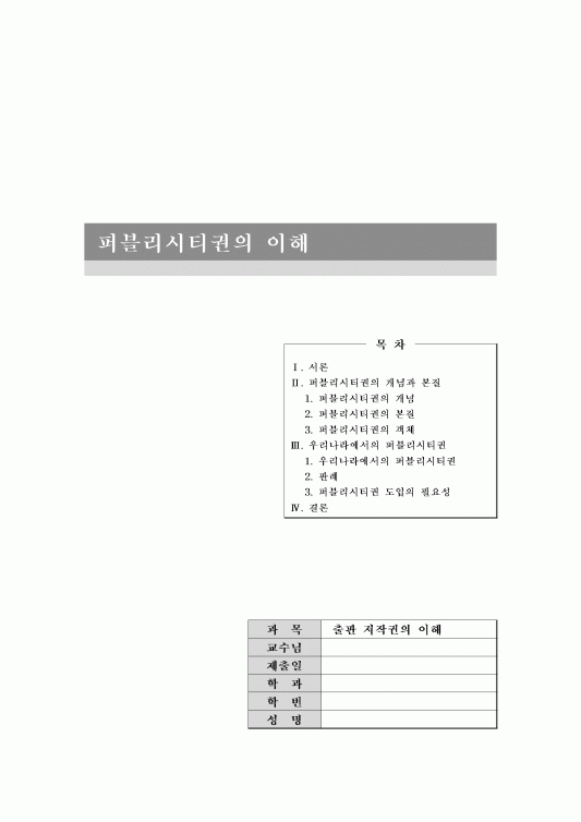 퍼블리시티권(캐릭터)의 이해