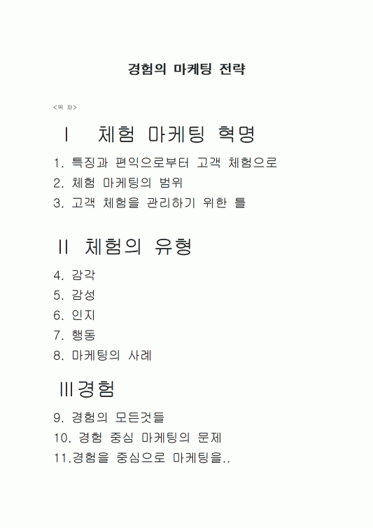 경험의 마케팅 전략