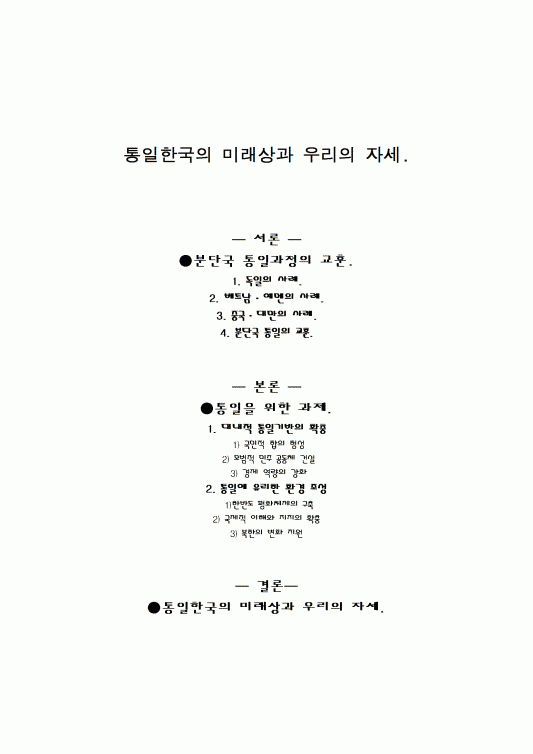 통일한국의 미래상과 우리의 자세