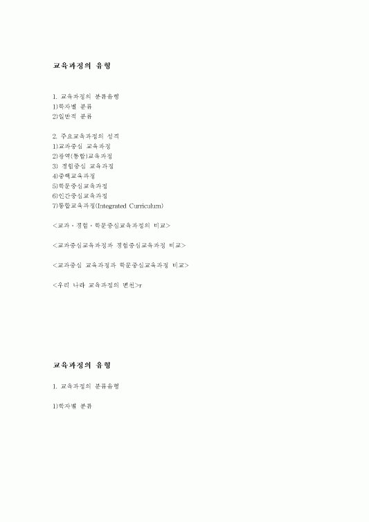 교육과정의 유형과 분류