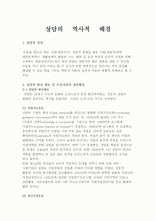 상담의 배경 레포트 자료