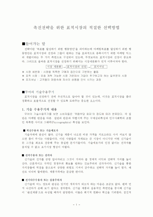 촉진전략을 위한 표적시장의 적절한 선택방법