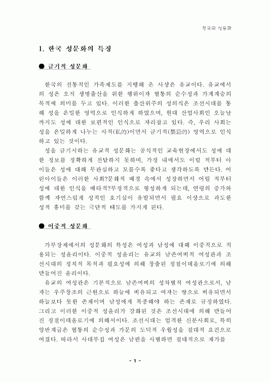 [사회과학] 한국 성문화의 특징