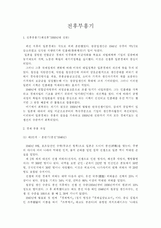[일본경제사] 전후부흥기