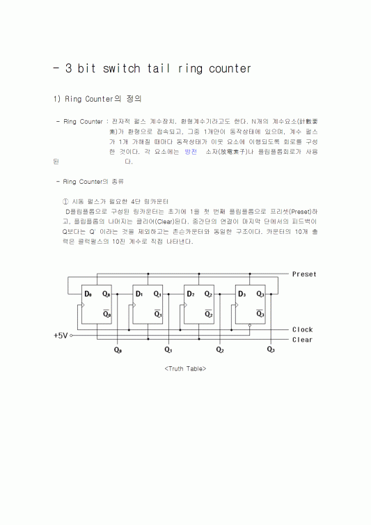 [논리회로] 논리회로 3bit switch tail ring counter