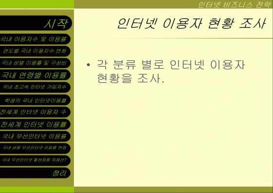 인터넷 이용자 현황 조사