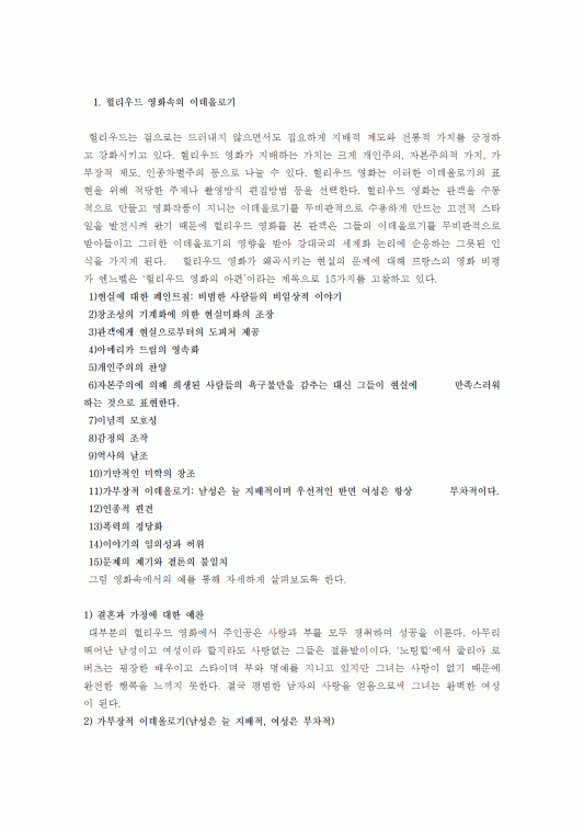 할리우드영화가 대중에게 미치는 영향