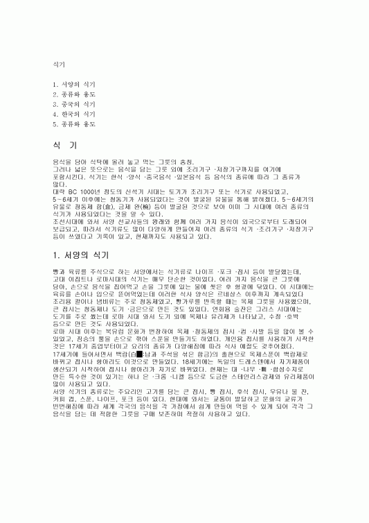 각국의 식기의 종류와 용동