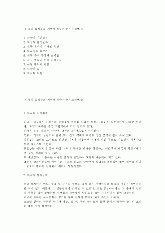 태국 음식문화