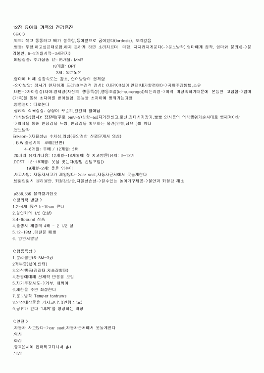 아동간호. 유아와 가족건강, 학령전기와 가족건강 정리