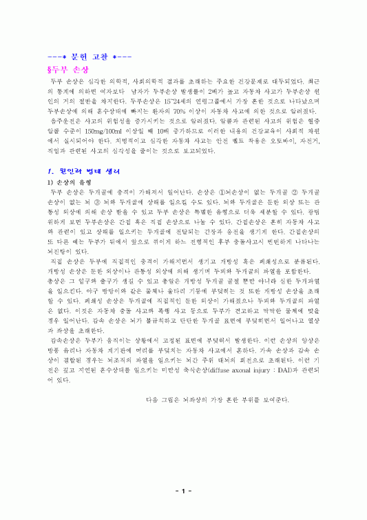 중환자실 두부손상 케이스 스터디