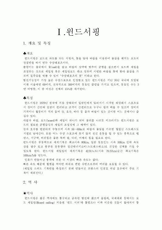 여름 레포츠 레포트 자료