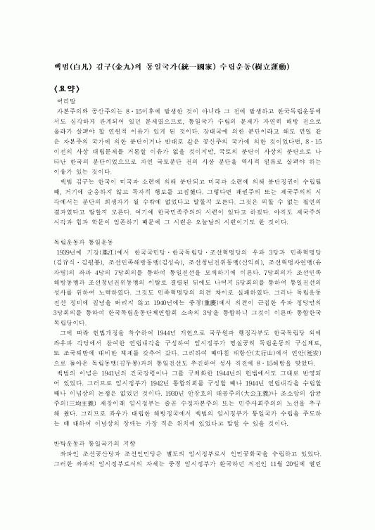 김구선생의 통일국가 수립운동