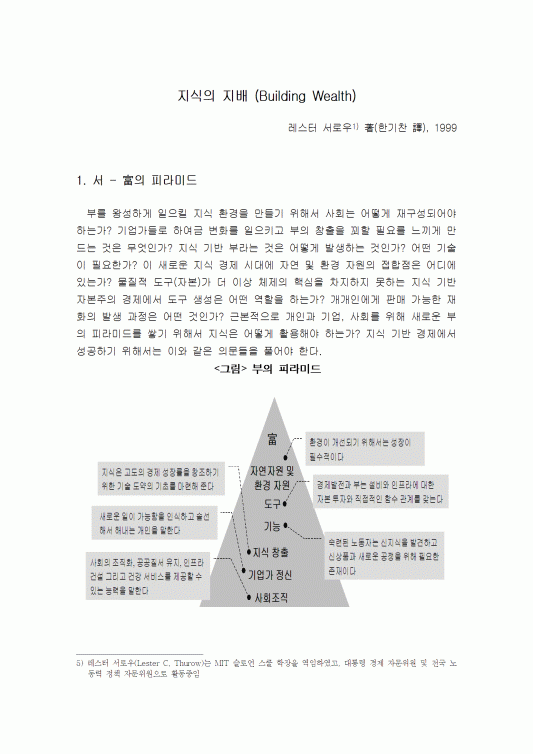 지식의 지배 (Building Wealth) - 레스터 서로우