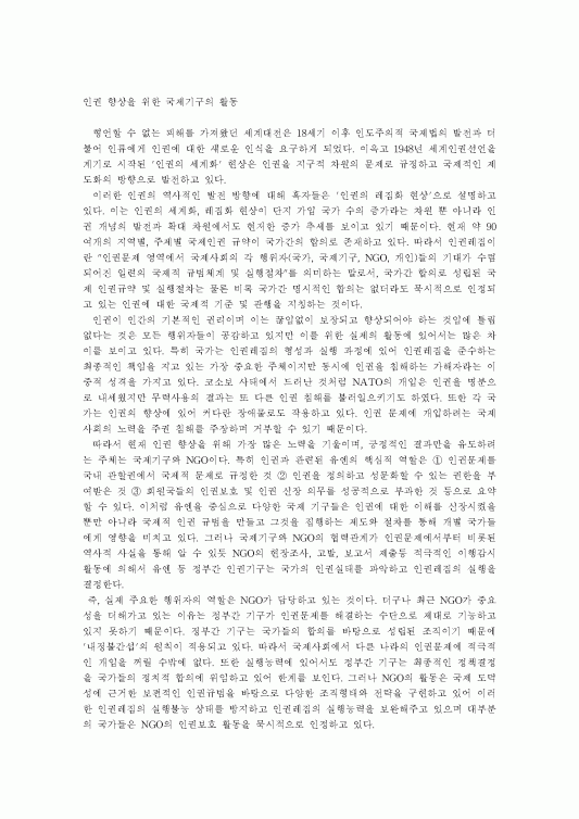 인권 향상을 위한 국제기구의 활동
