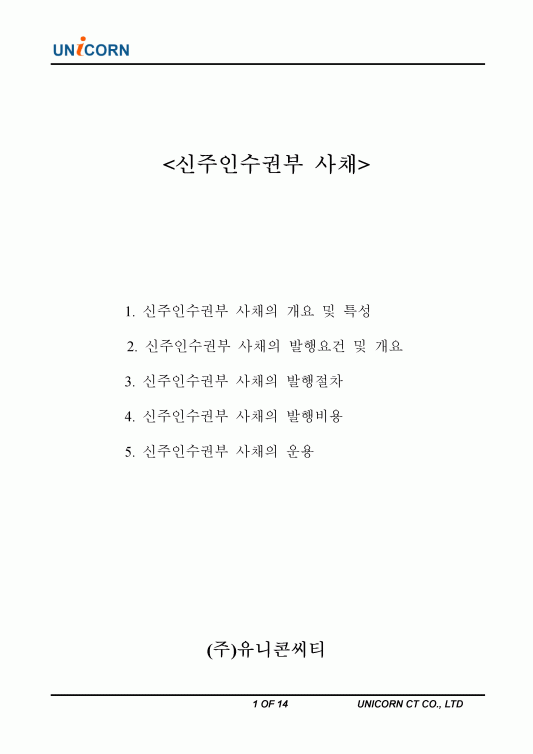 [사회과학] 신주인수권부사채
