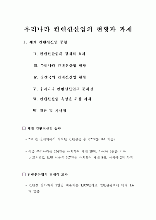 우리나라 컨벤션산업의 현황과 과제