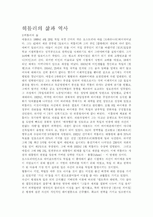 히틀러의 삶과 역사