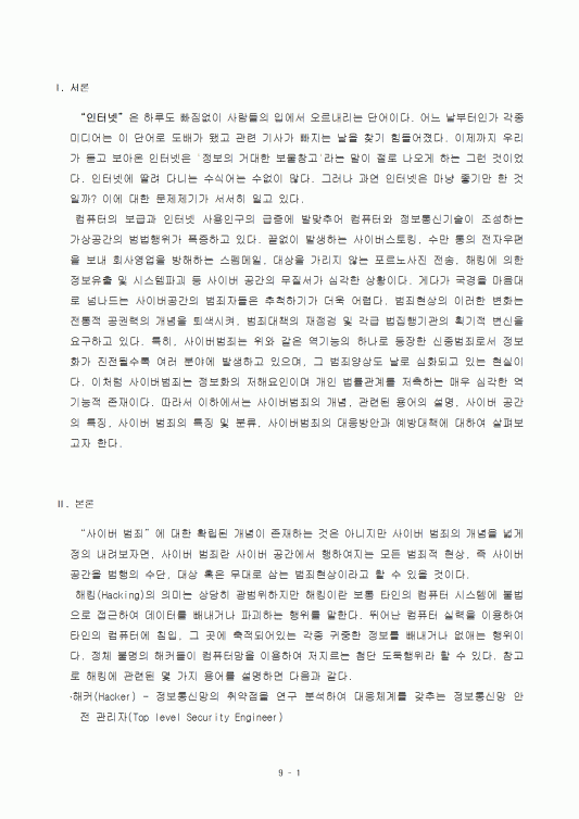 사이버 범죄의 문제점과 대응방안