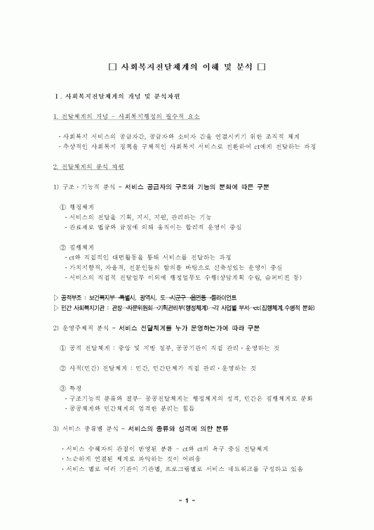 [사회복지] 사회복지전달체계의 이해 및 분석