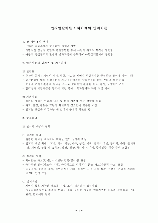 인지발달이론 : 피아제의 인지이론