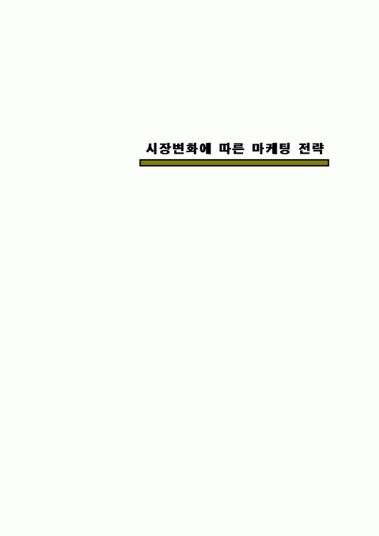시장변화에 따른 마케팅 전략