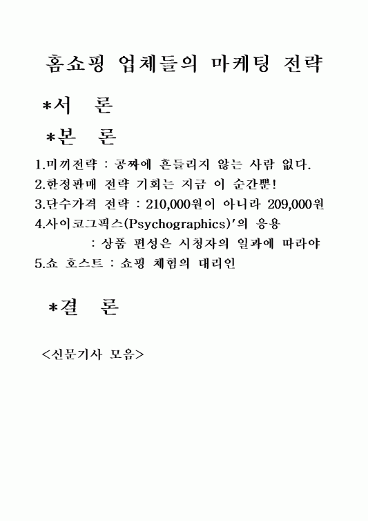 홈쇼핑 업체들의 마케팅 전략