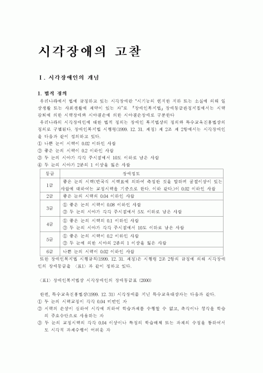 시각장애의 고찰