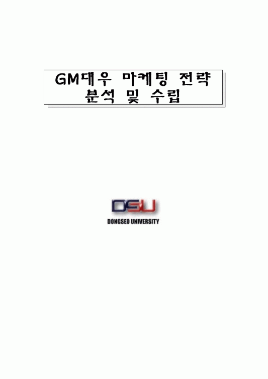 GM대우 마케팅 전략 분석 및 수립