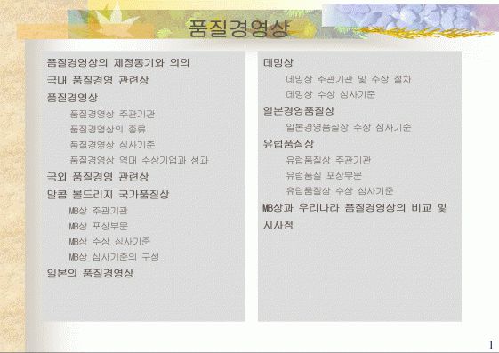 품질경영상 레포트 자료