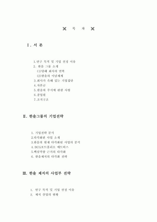 (주)한솔 성공전략